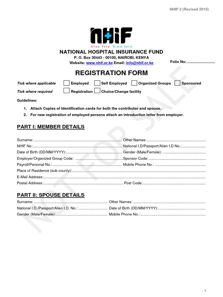 Nhif 2 | Download Free PDF | Identity Document | Health Care