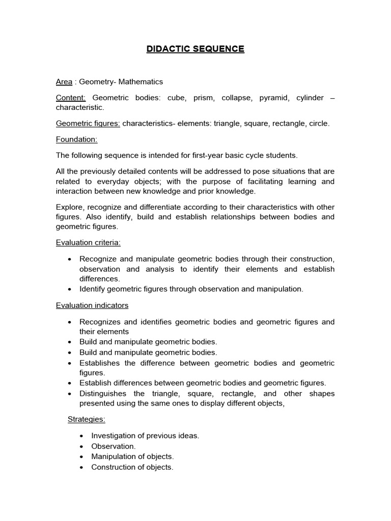Didactic Sequence | PDF | Shape | Geometry