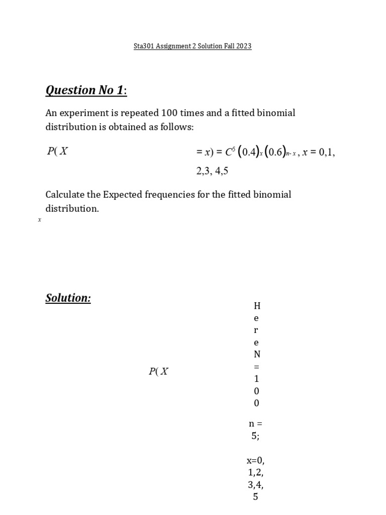 Sta301 Assign 2 Sol Fall 2023 | PDF | Computing | Computer Programming