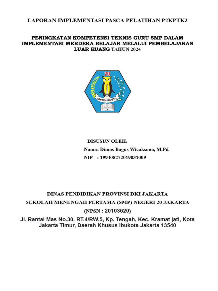 Dimas - Laporan Implementasi Pasca Pelatihan 2024.docx - A | PDF