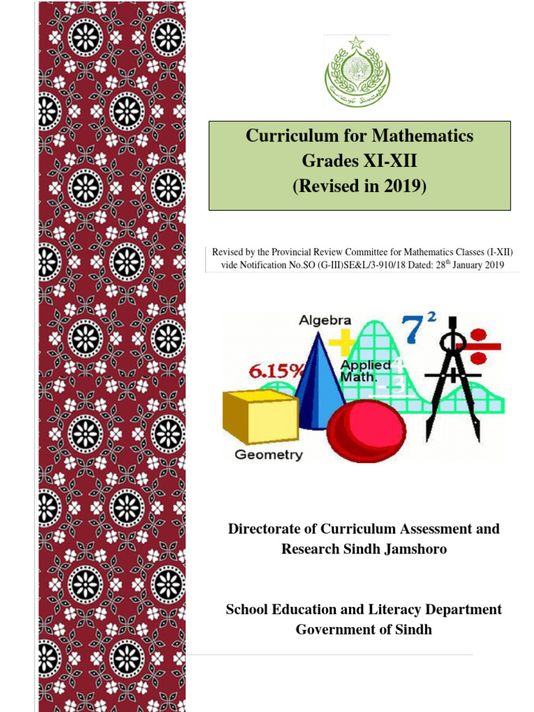 Curriculum For Mathematics Grades XI-XII (Revised in 2019) | PDF ...