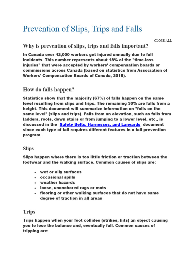 Slips, Trips and Falls Hazard and Precaution | PDF | Housekeeping ...