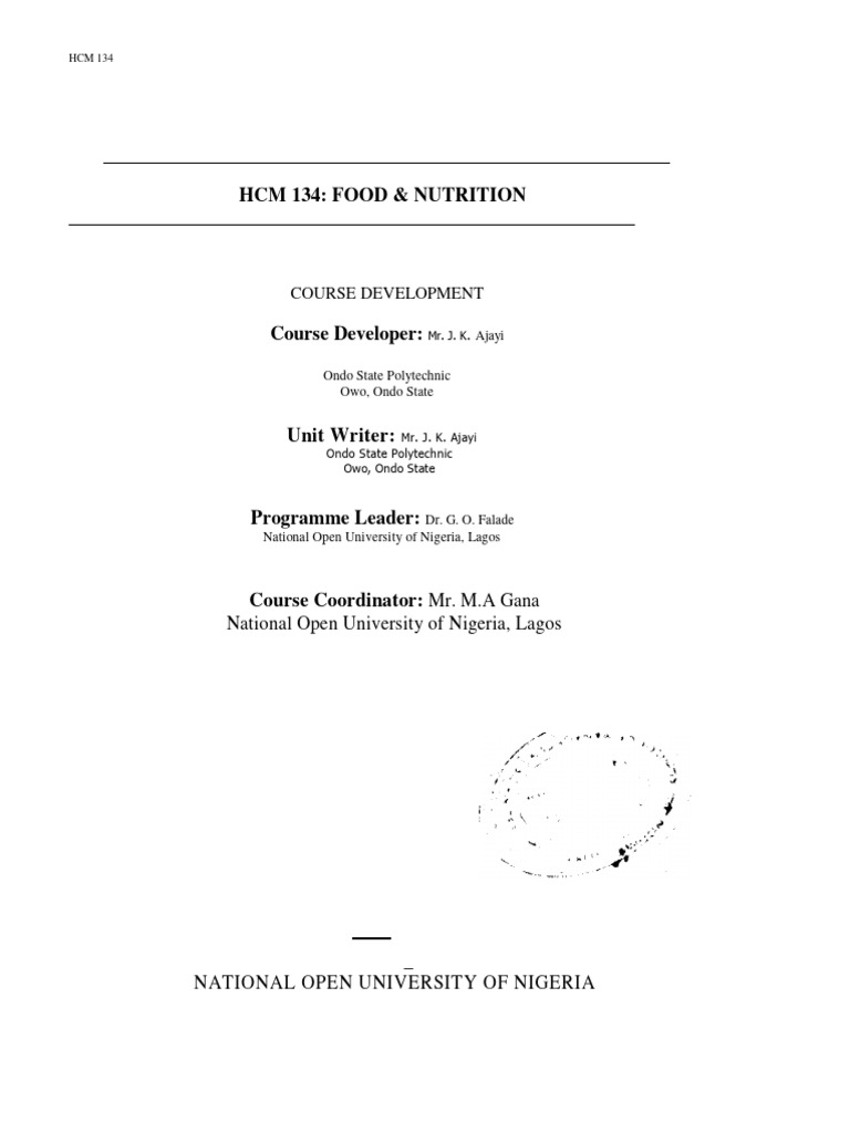 Food and Nutrition Course Overview | PDF | Nutrients | Nutrition