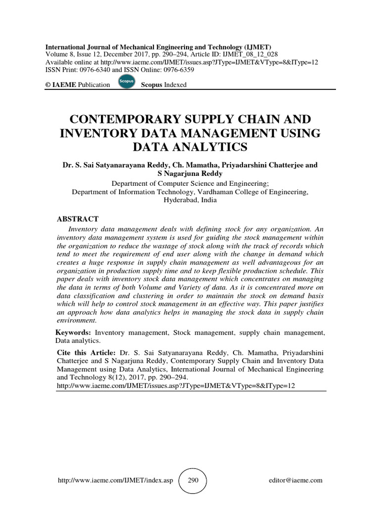 Contemporary Supply Chain and Inventory | PDF | Big Data | Supply Chain