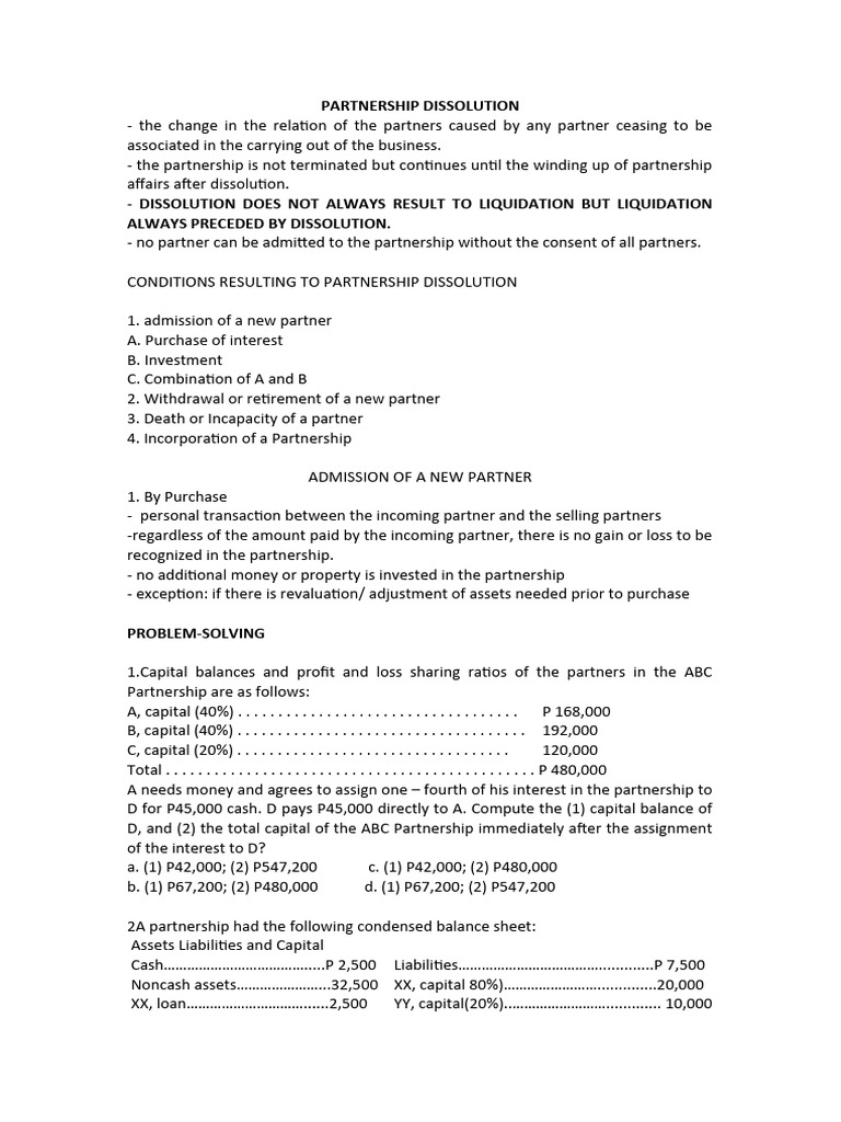Partnership Dissolution | PDF | Partnership | Liquidation
