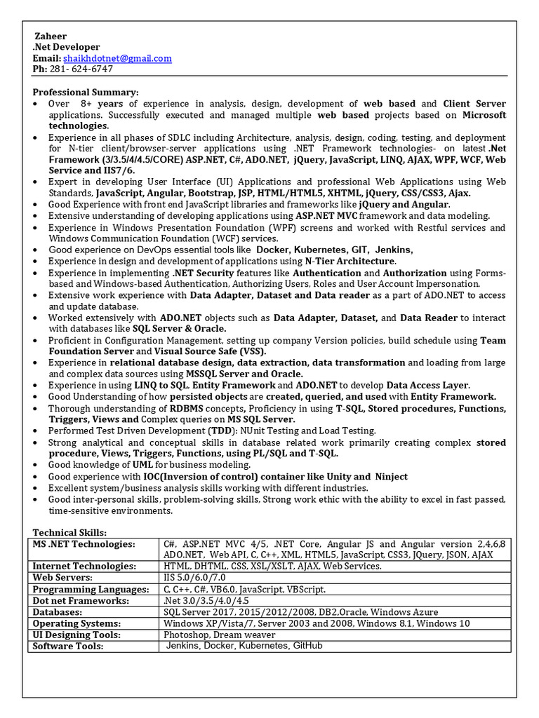 Dice Resume CV Zaheer Shaikh | PDF | World Wide Web | Internet & Web