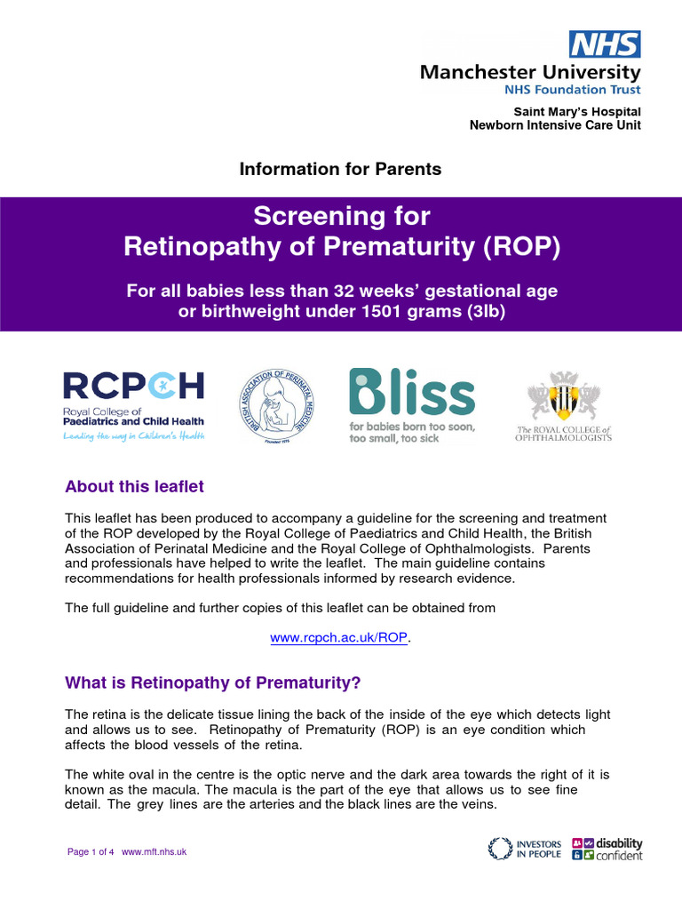 ROP Screening | PDF | Medical Specialties | Clinical Medicine