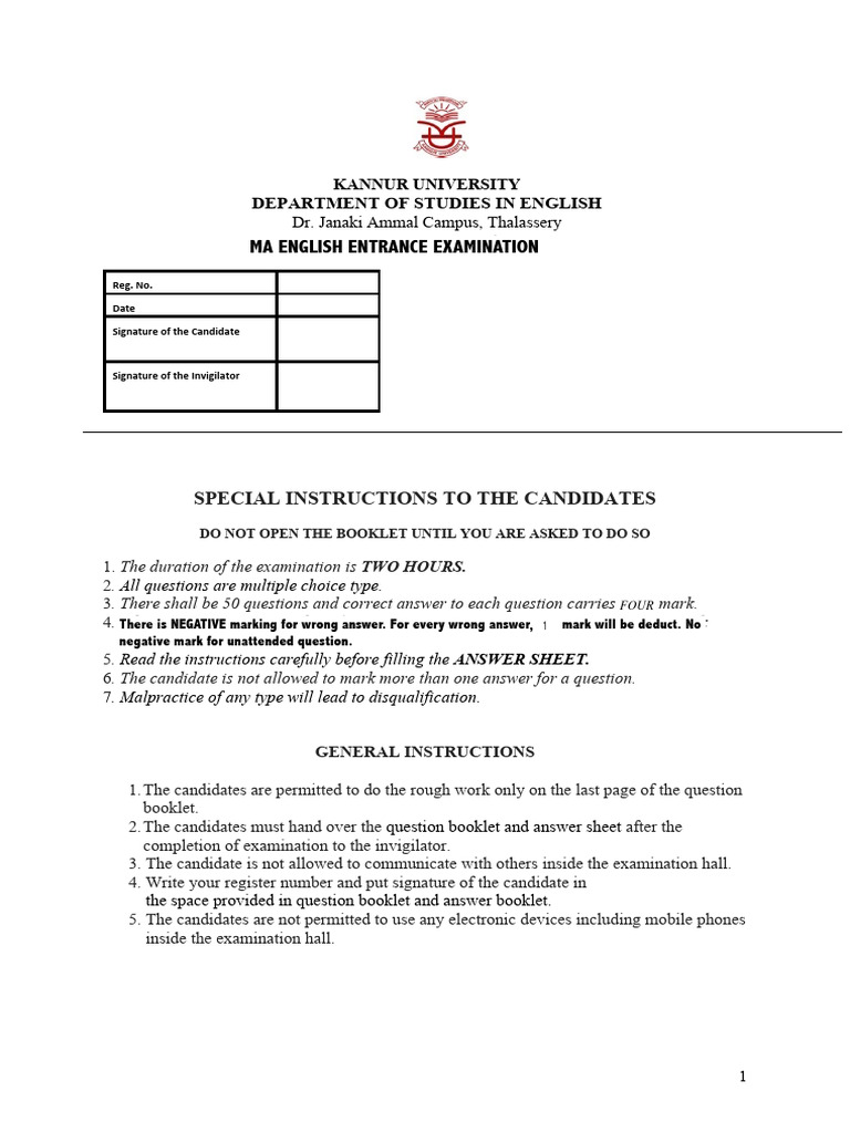 M A English Model Question Paper | PDF | United Nations | International ...