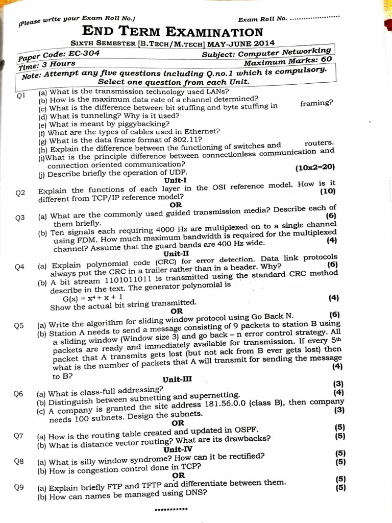 PYQs Computer Networks | PDF | Bandwidth (Signal Processing) | Bit Rate PYQs Computer Networks | PDF | Bandwidth (Signal Processing) | Bit Rate