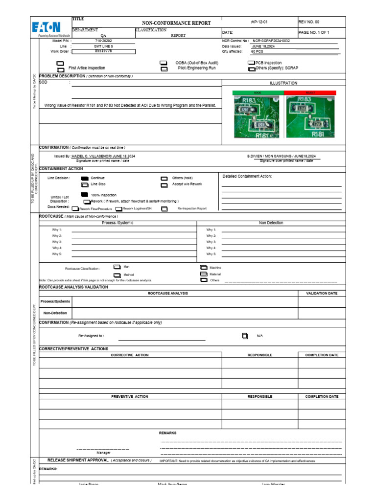 NCR Scrap2024-0031 | PDF