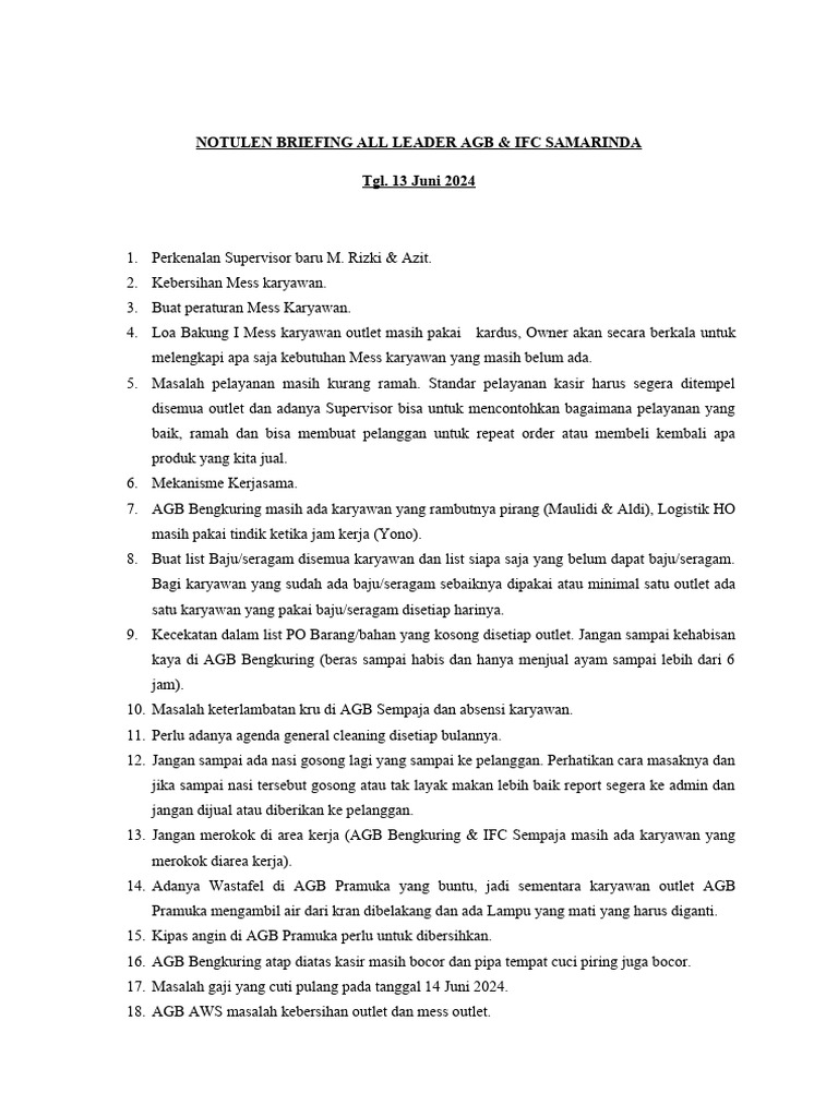 Notulen Briefing | PDF