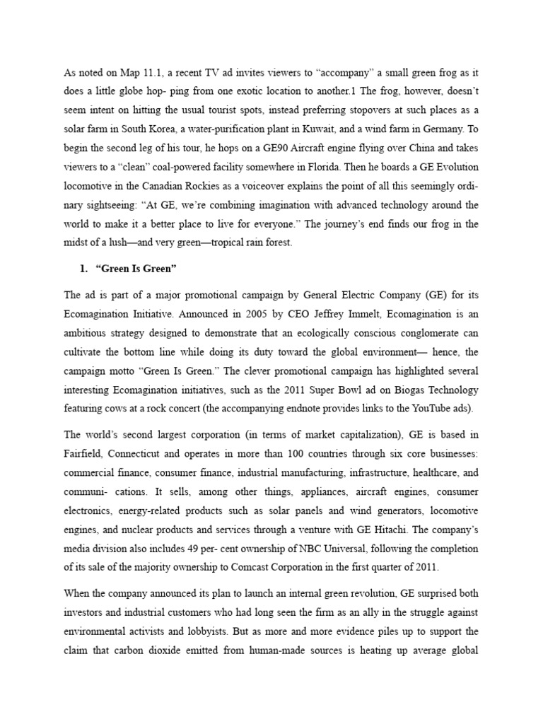 Case Study GE | PDF | General Electric | Climate Change