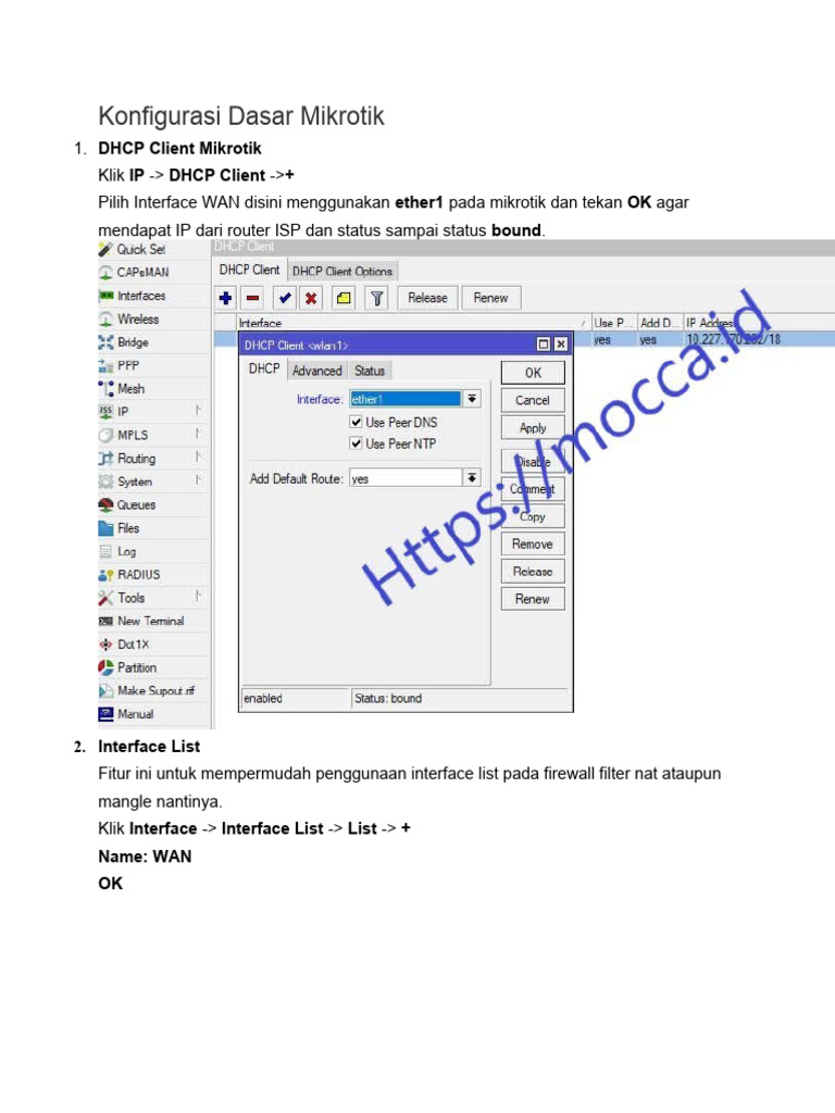 Konfigurasi Dasar Mikrotik Dan Mikhmon | PDF