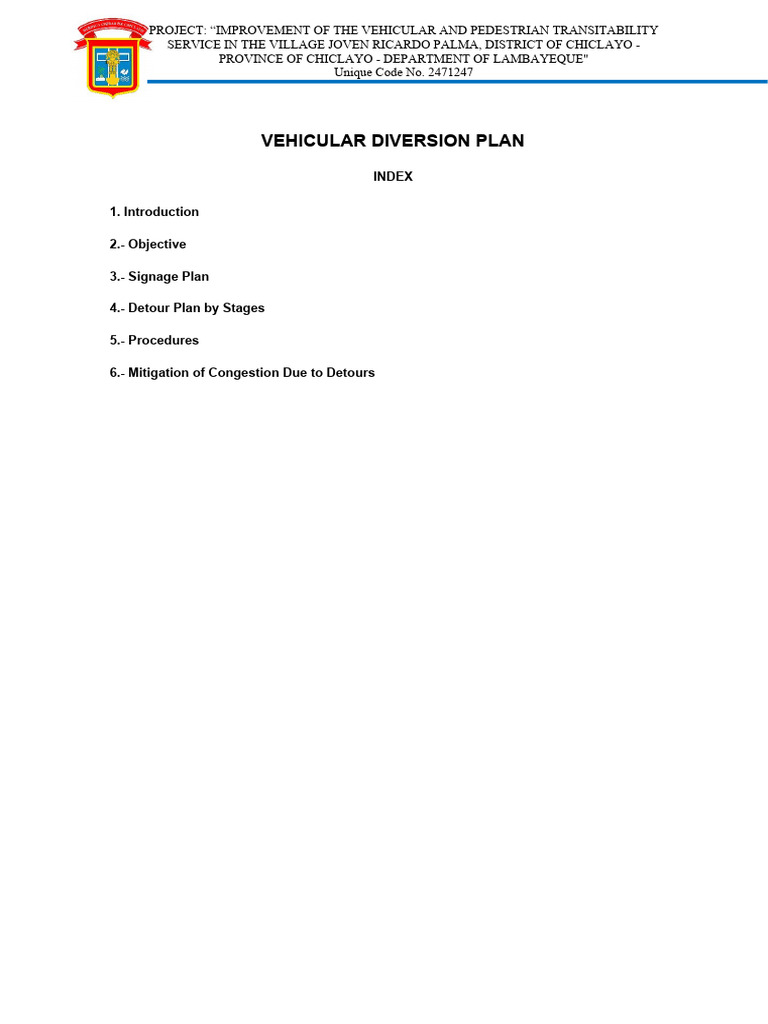Vehicle Detour Plan | PDF | Traffic | Road