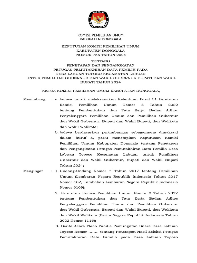 Draft SK Pantarlih-1 | PDF