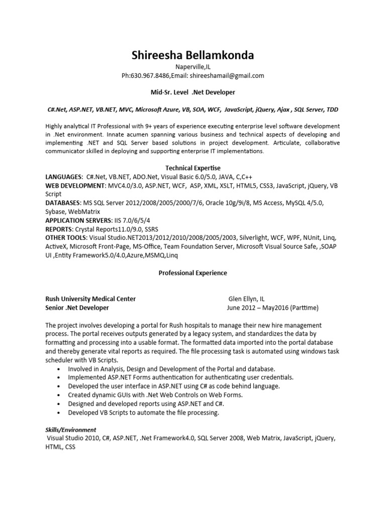 Dice Resume CV Shireesha Bellamkonda | PDF | Microsoft Sql Server | World Wide Web