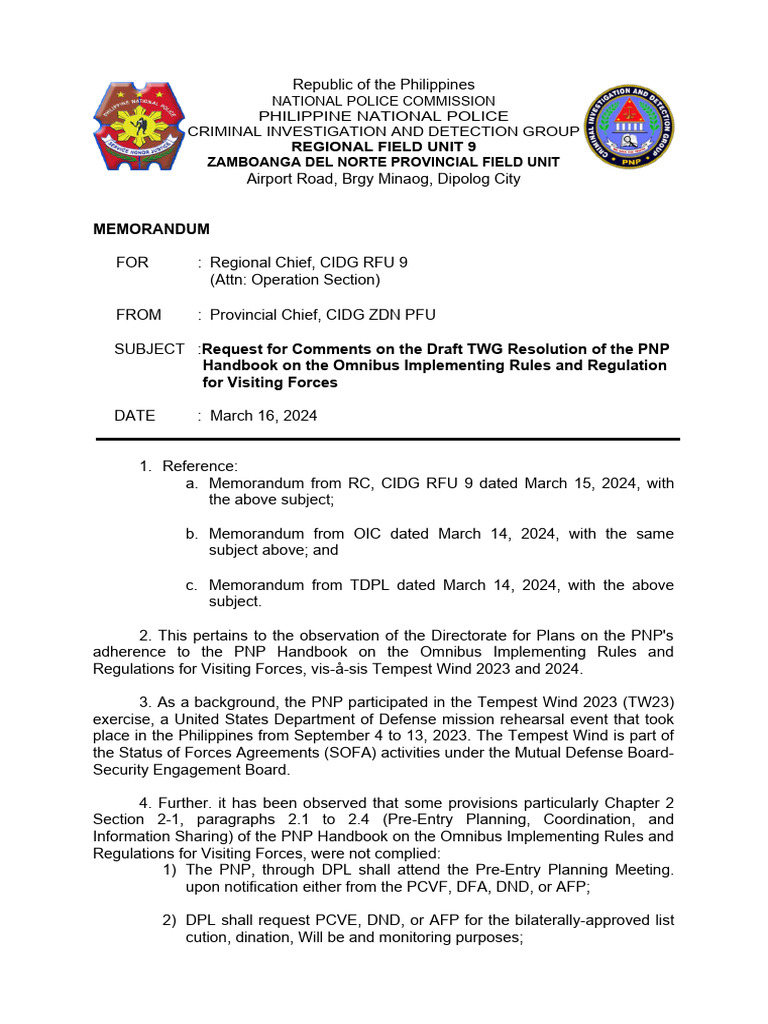 Request For Comments On The Draft TWG Resolution | PDF | Justice | Crime & Violence