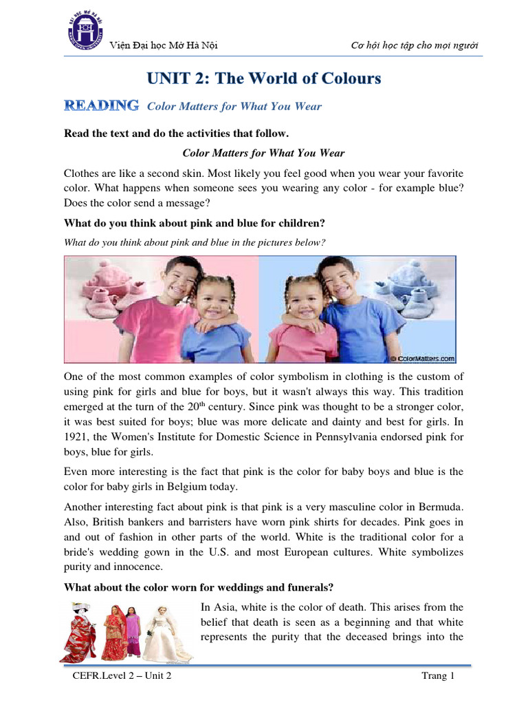 A2-UNIT 2 The World of Colours 1112014 Ok - Reading | PDF | Part Of ...