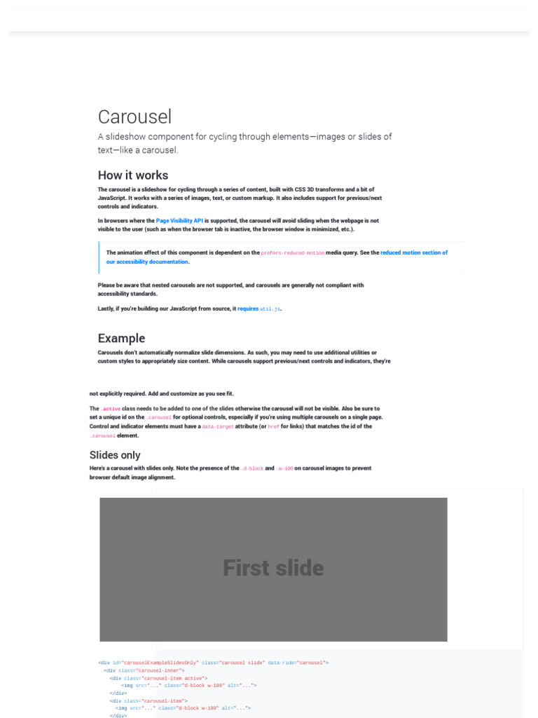 Carousel (Slider) Bootstrap | PDF | Java Script | Computing Carousel (Slider) Bootstrap | PDF | Java Script | Computing