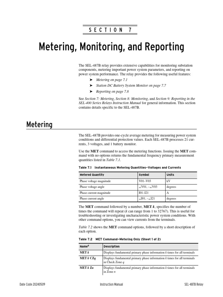SEL-487B Relay Metering Guide | PDF | Battery Charger | Relay