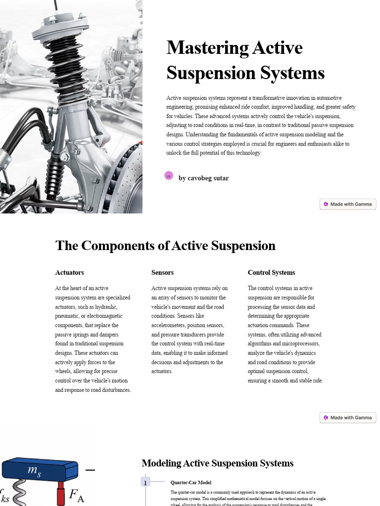 Mastering Active Suspension Systems | PDF | Control Theory ...