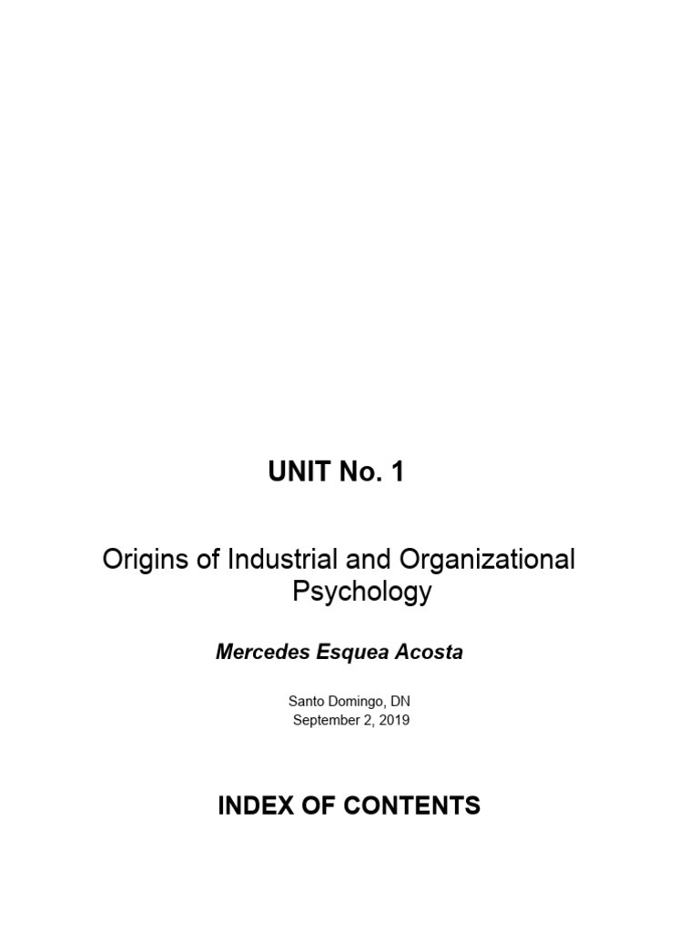 Reading - Material - Unit - 1. Origins of Industrial and Organizational ...