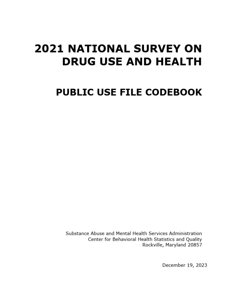 NSDUH 2021 DS0001 Info Codebook | PDF | Survey Methodology | Substance ...