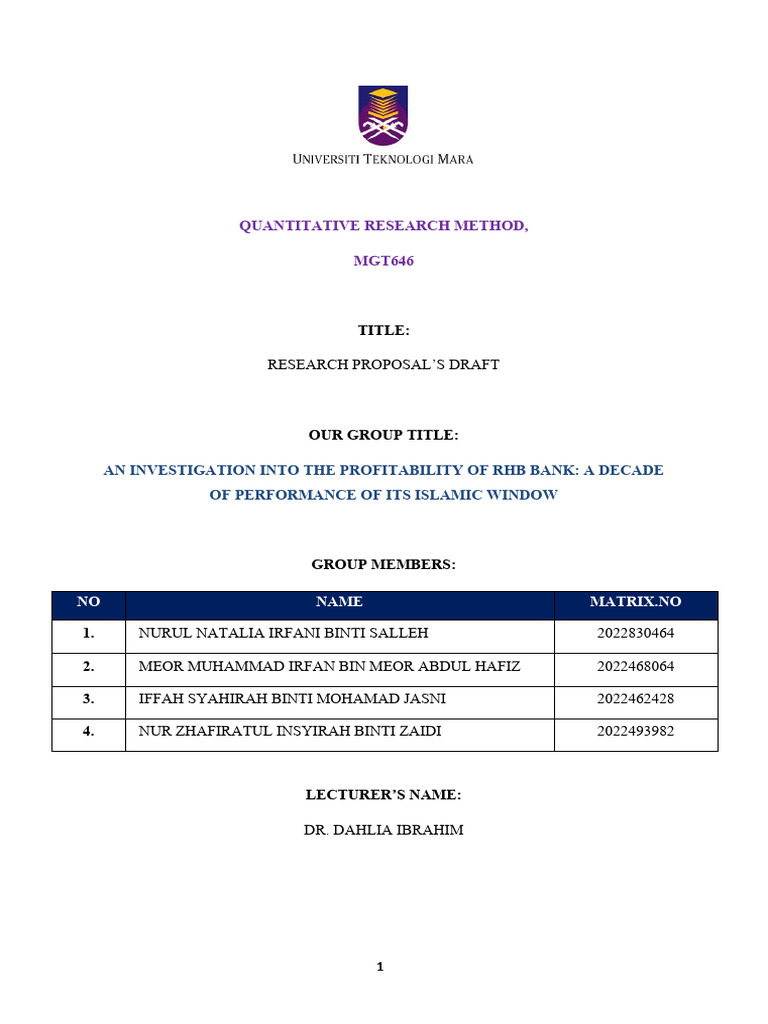 Research Proposal Mgt646 (5.0) | PDF | Leverage (Finance) | Banks