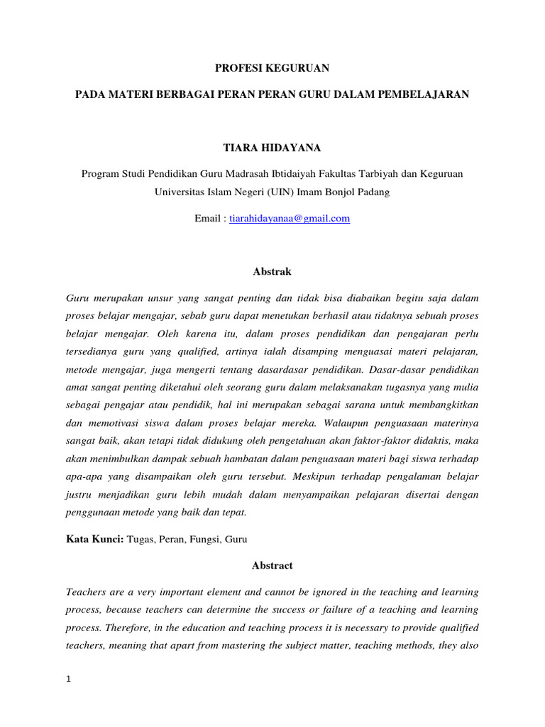 Uas Profesi Keguruan Tiara Hidayana 050 | PDF