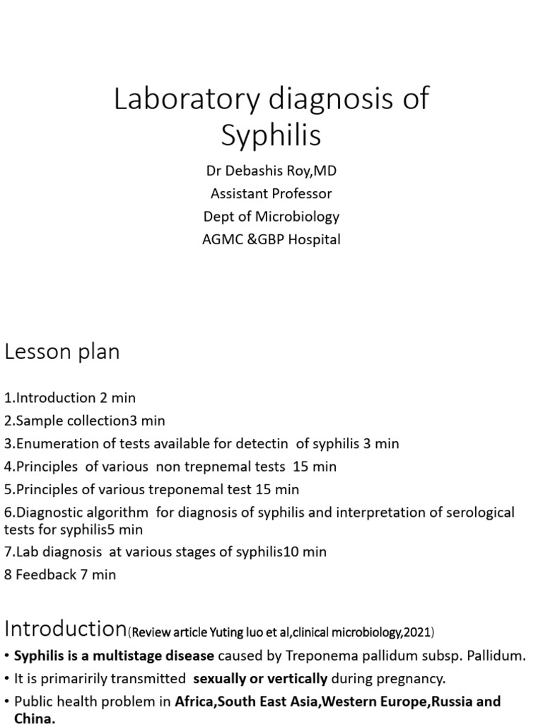 Syphilis Laboratory Diagnosis | PDF | Serology | Infection