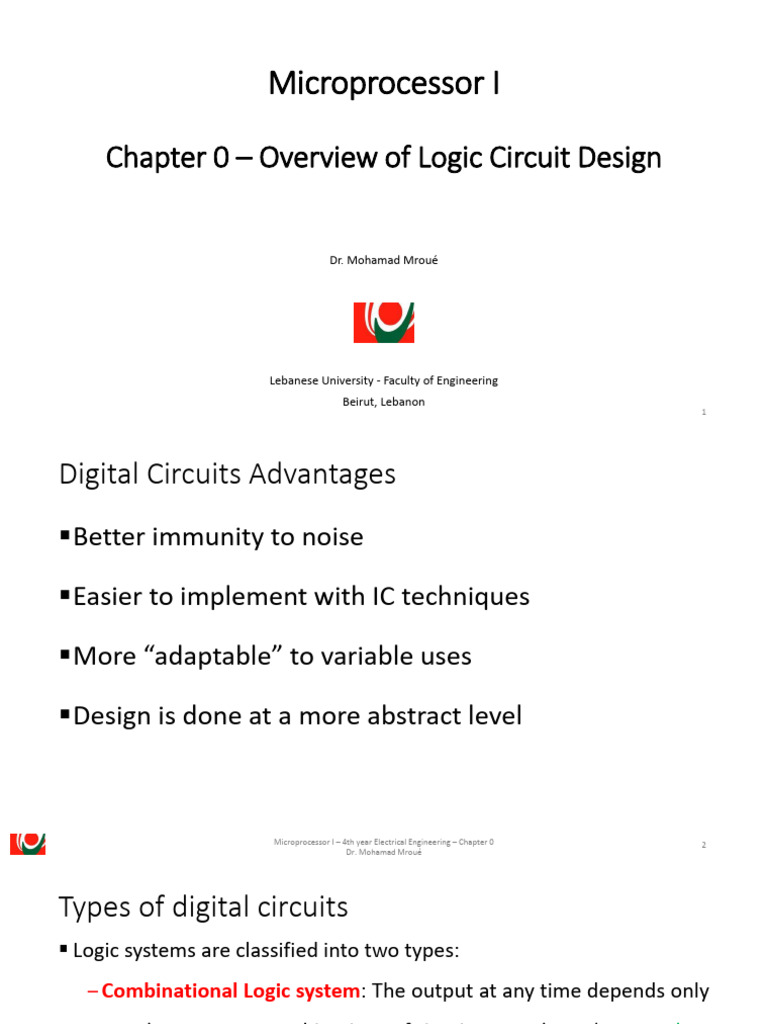 LU - Microprocessor I - Chap00 - Overview of Logic Circuit Design - FA2018 | Download Free PDF ...