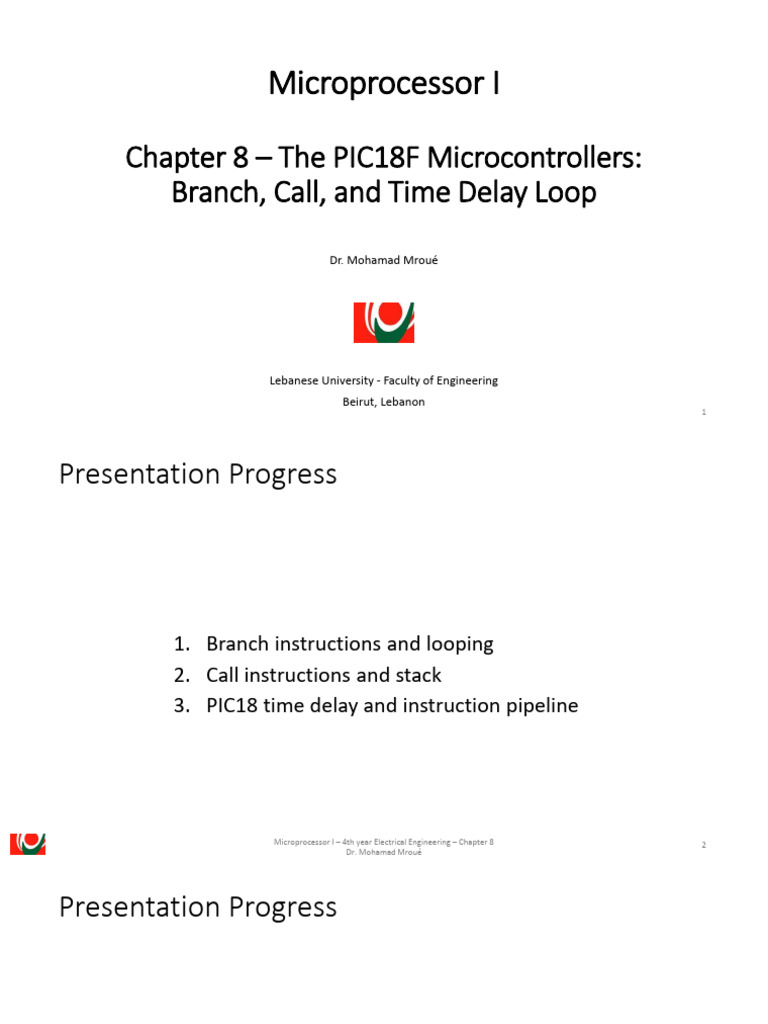 PIC18F Microcontroller Branching & Loops | PDF | Central Processing ...