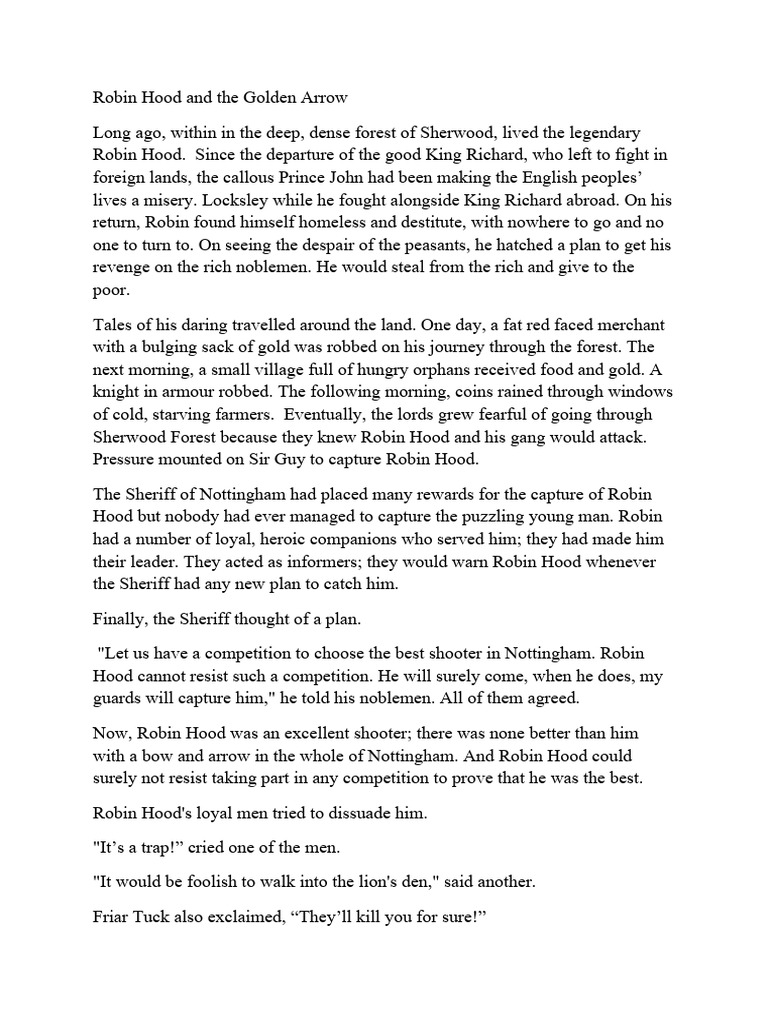 Robin Hood and The Golden Arrow | PDF | Adjective | Verb