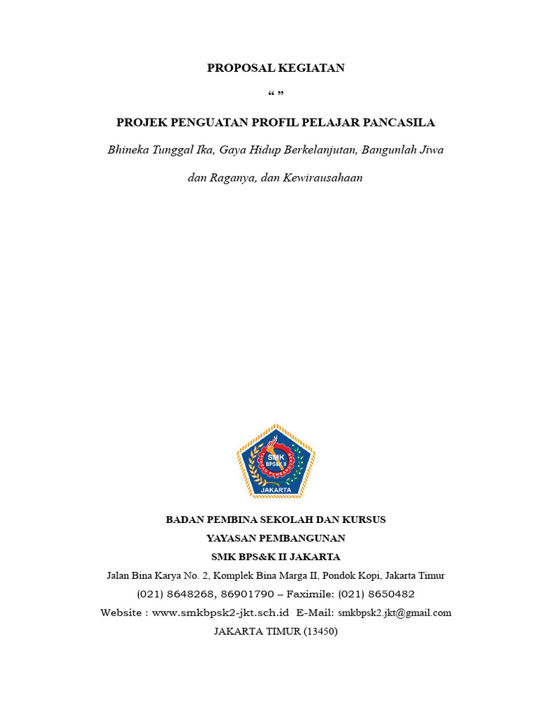 Proposal Kegiatan P5 2024 | PDF | Seni