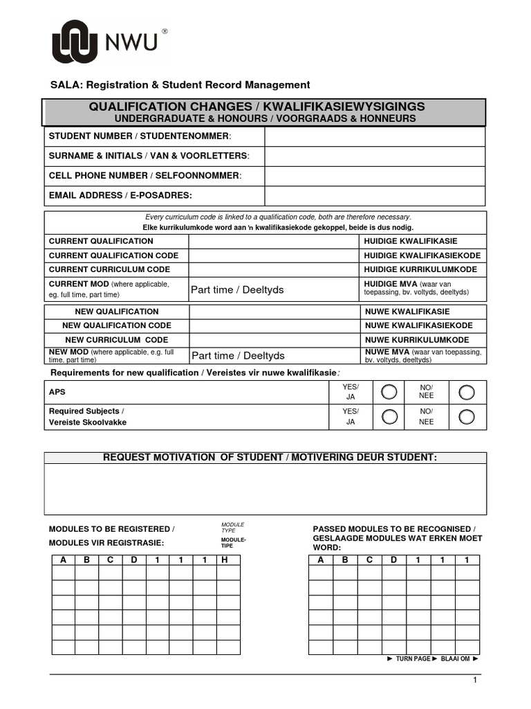 SALA_STR_ Qualification_Change_Form 2021 | PDF