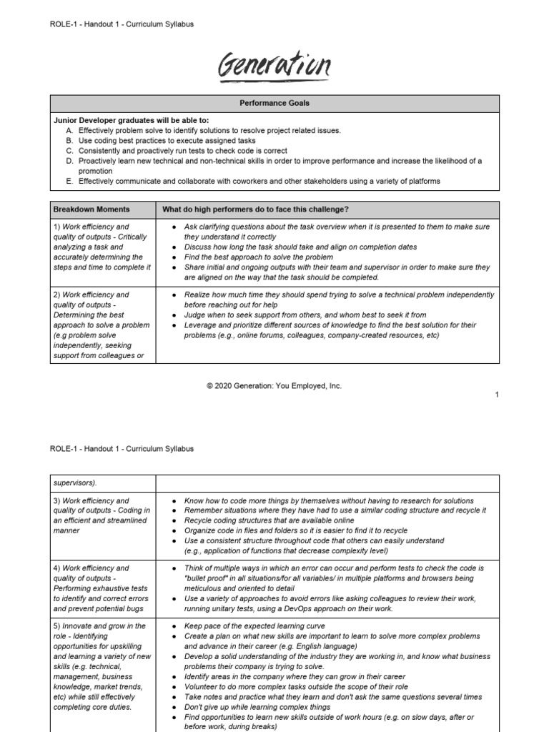 3 - ROLE-1 - Handout 1 - Curriculum Syllabus (JFSJD) - VF | PDF | Java Script | Web Development