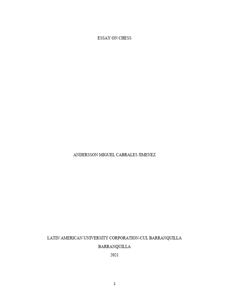 Essay On Chess | PDF | Chess Strategy | Chess Openings
