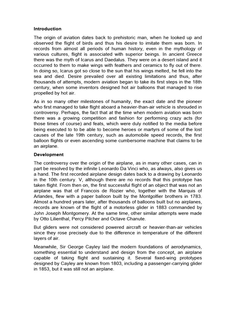 Essay - First Aviation Designs | PDF | Airplane | Aviation