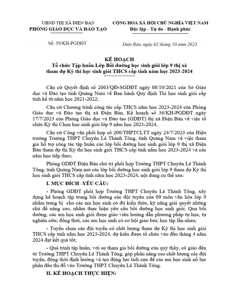 PGD DIEN BAN KH TAP HUAN HSG 9 23 24 CHINH THUC - Signed-1-1 | PDF