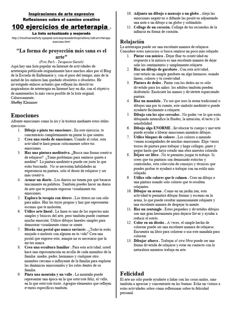 Ejercicios De Arteterapia Pdf Collage Terapia Artística