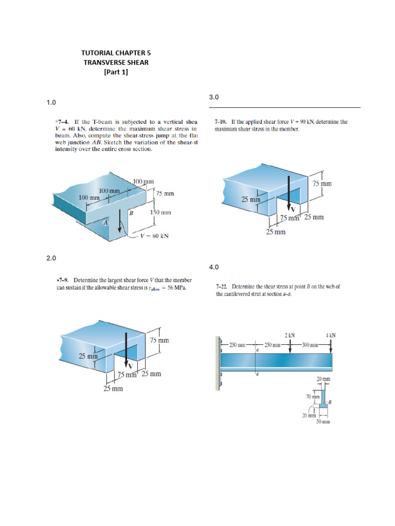 Tutorial Chapter 5 Transverse Shear | PDF | Technology & Engineering