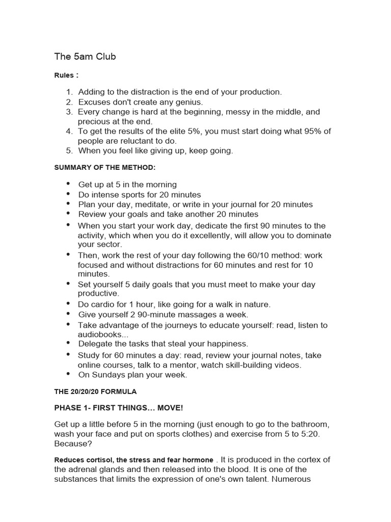 Mastering the 5am Club Method | PDF | Sleep | Self Control