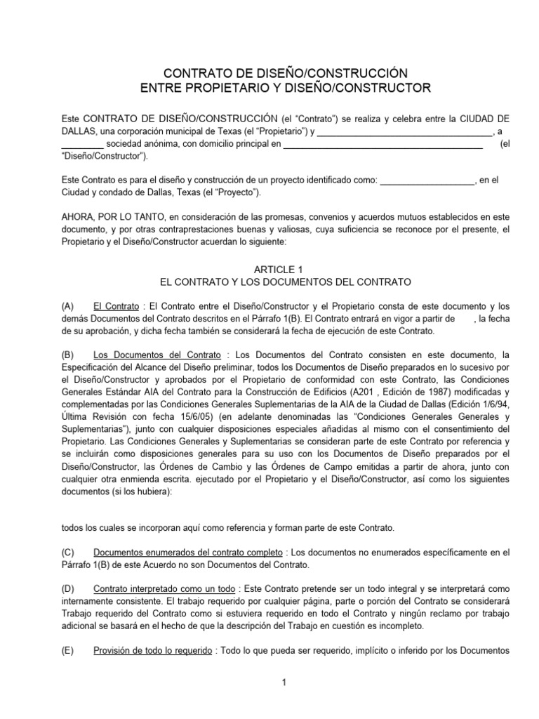 Contrato de Diseño y Construcción | Descargar gratis PDF | Diseño ...