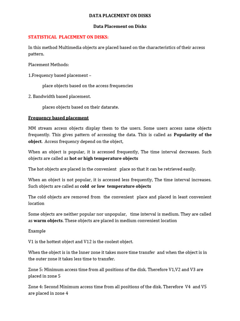 Unit 4 DATA PLACEMENT ON DISKS | PDF | Computer Data Storage | Disk Storage