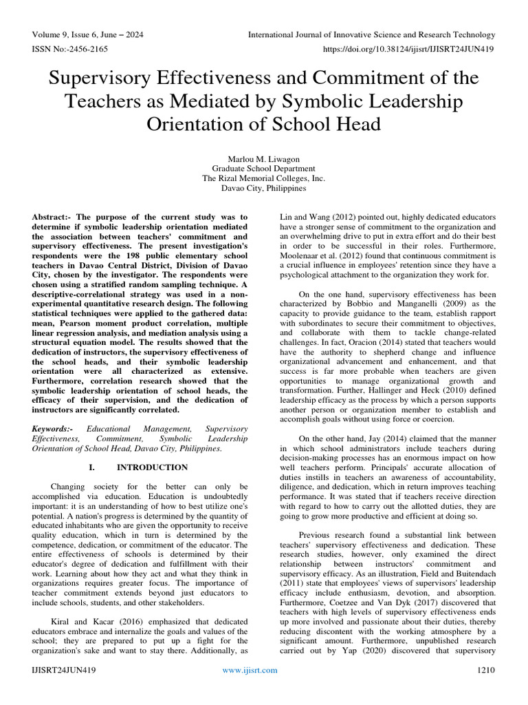 Symbolic Leadership in Education | PDF | Leadership | Validity (Statistics)