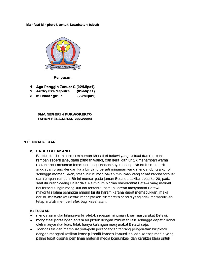 Manfaat Bir Pletok Untuk Kesehatan Tubuh | PDF | Griya & Taman ...