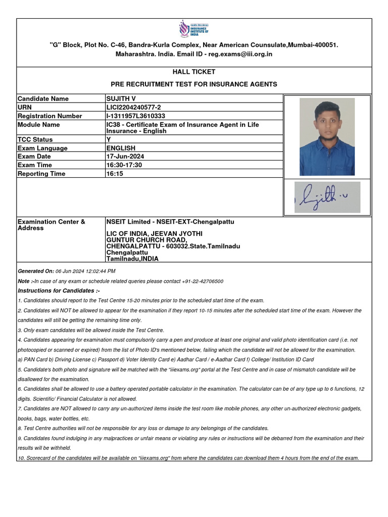 Hall Ticket | PDF | Identity Document | Authentication