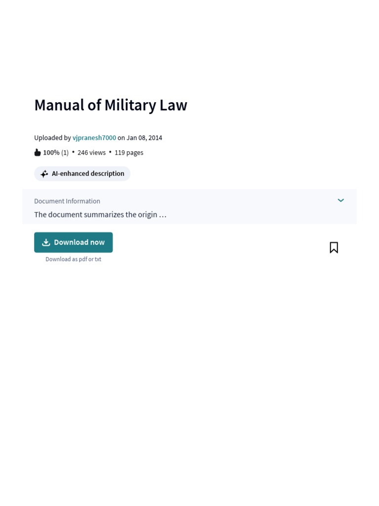 Manual of Military Law: The Document Summarizes The Origin | PDF ...