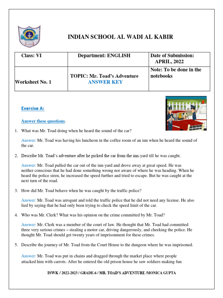 4915584-Mr. Toad's Adventure - Answer Key | PDF