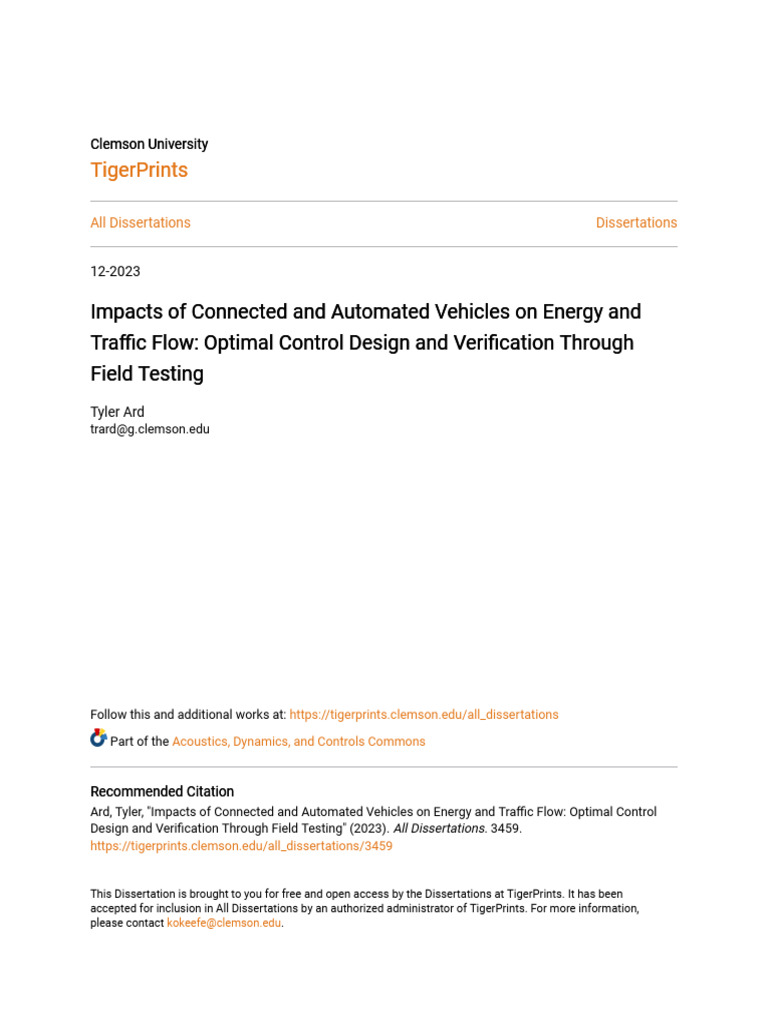 Impacts of Connected and Automated Vehicles On Energy and Traffic | PDF | Traffic | Fuel Economy ...